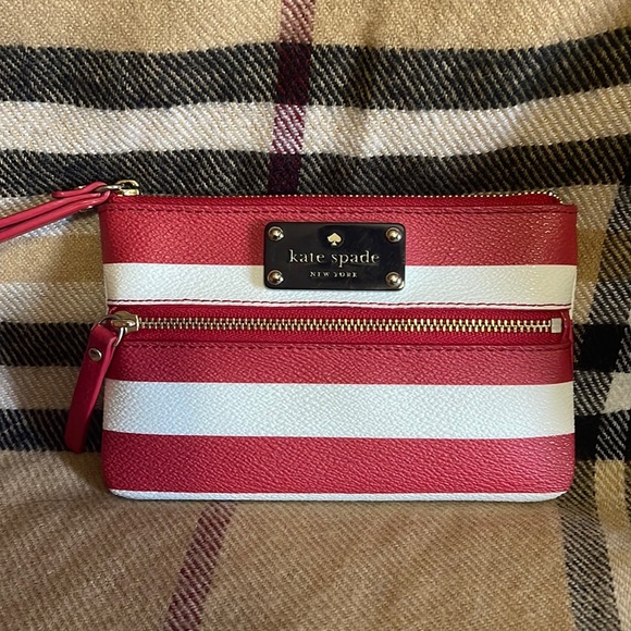 kate spade | Bags | Kate Spade Wristlet Red And White Striped | Poshmark